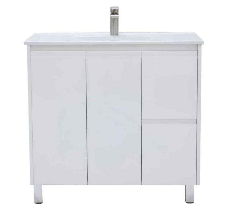 Verona 900mm Waterproof Slimline Vanity Unit With Vitreous China Top ...
