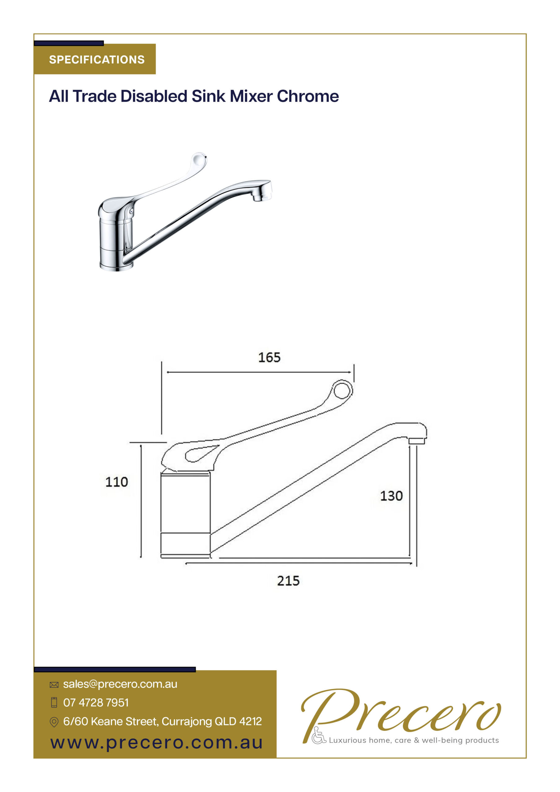 All Trade Disabled Sink Mixer Chrome | Pacific Bathroom
