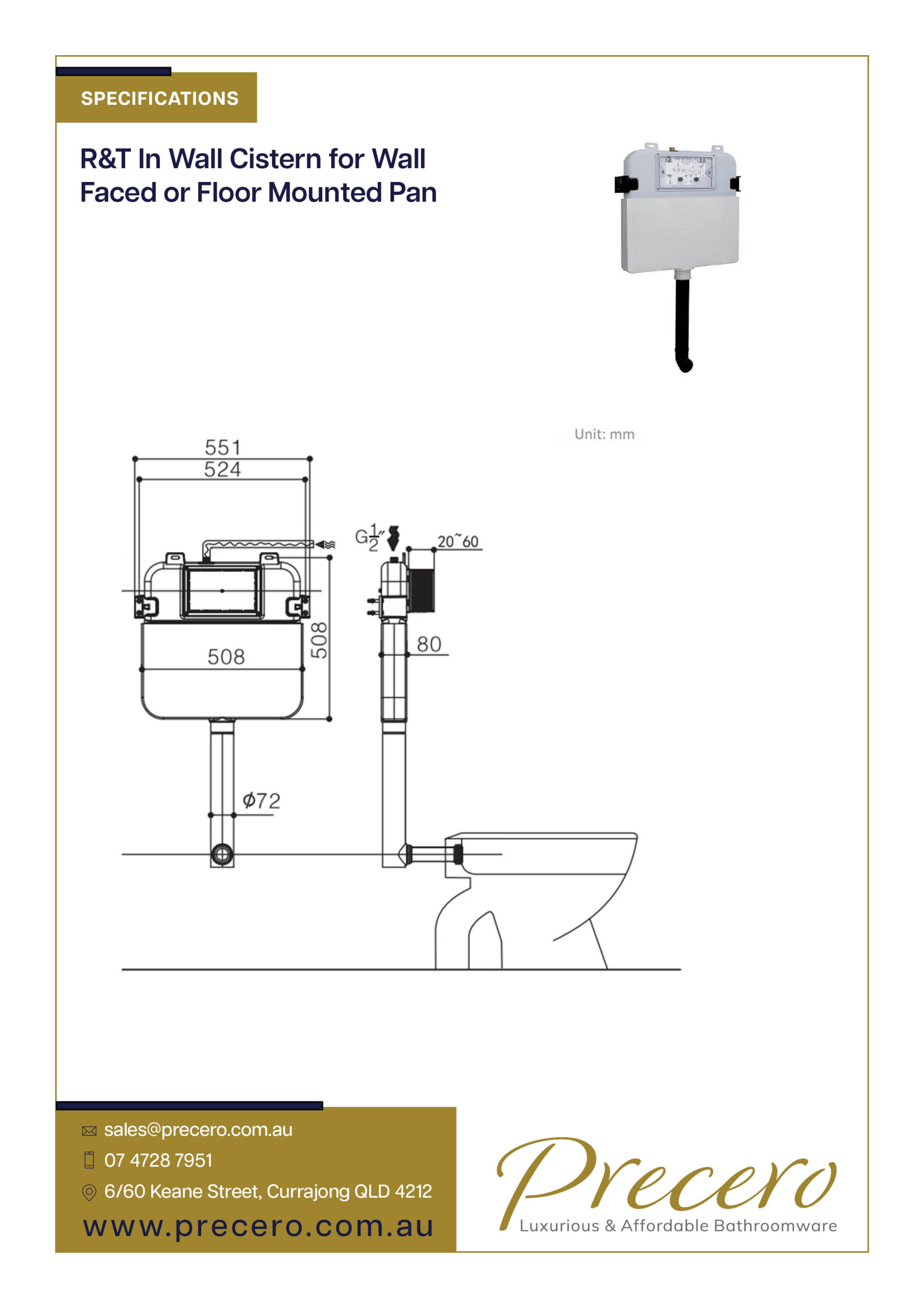 Mechanical R&T In Wall Cistern for Wall Faced or Floor Mounted Pan ...